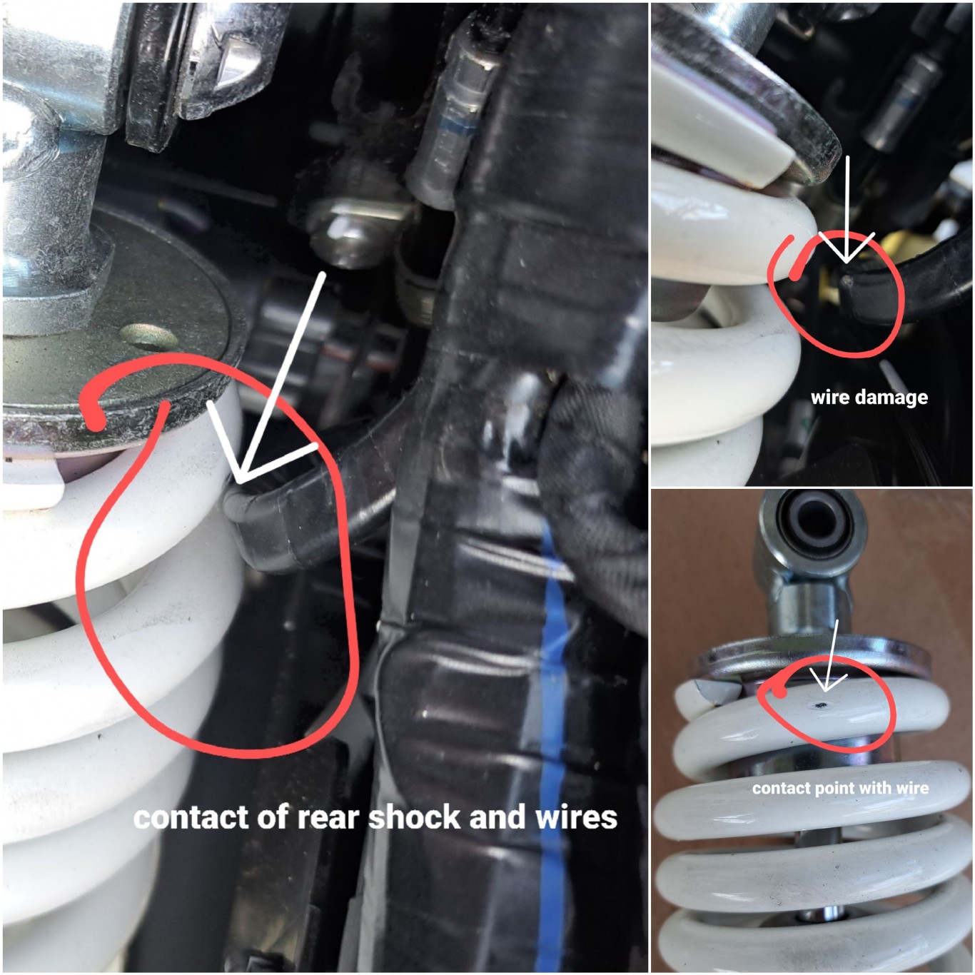 Wire damage due to chafing at rear shock - page 1 - Tiger Sport 660 ...